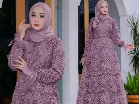 8 Inspirasi Model Gamis Brokat untuk Orang Gemuk Agar Tampil Stylish